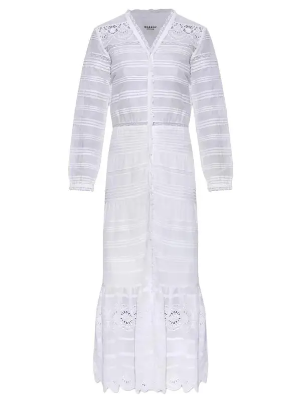 MARANT ETOILE V-neck Long Sleeve Dress - White
