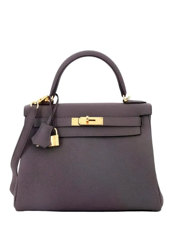 Hermès Kelly 28 Togo Handbag With Gold Hardware - Grey