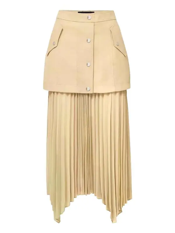 Veronica Beard Patricka Pleated Midi Skirt - Neutrals
