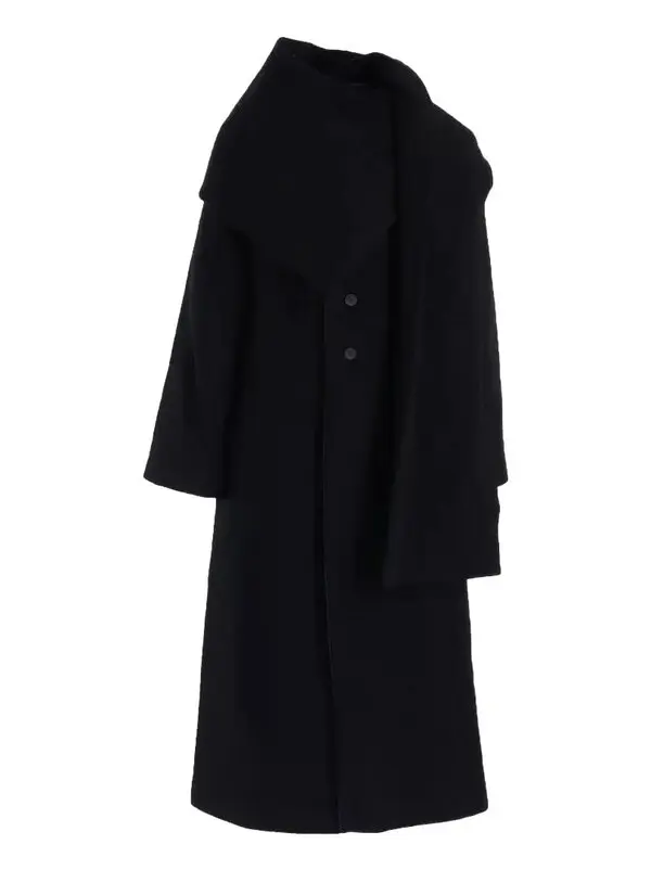 Yohji Yamamoto Quilted Shawl Button Coat - Black
