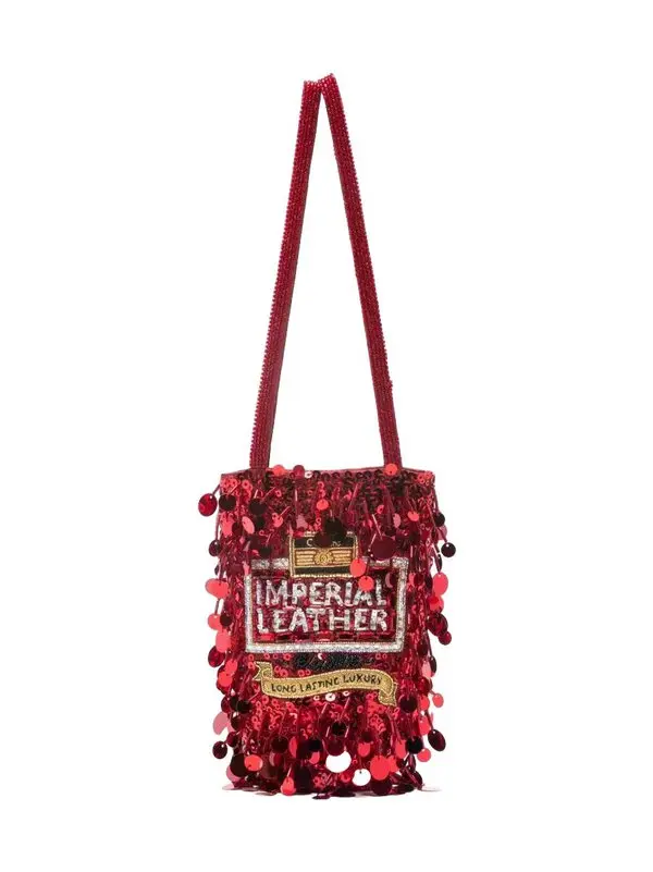 ANYA HINDMARCH Mini Imperial Leather Bucket Bag - Red