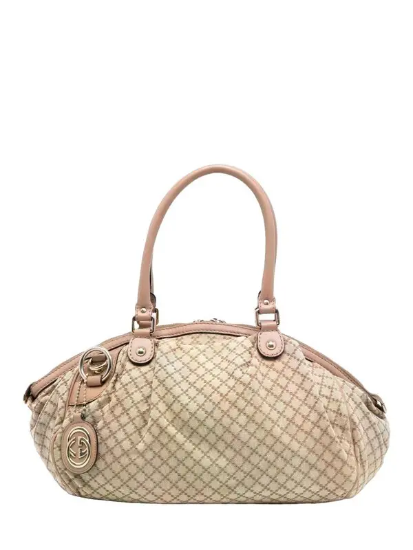 Gucci Diamante Canvas Sukey Satchel - Brown