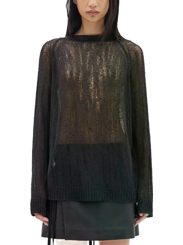 ANN DEMEULEMEESTER Semi-sheer Knit Sweater - Black