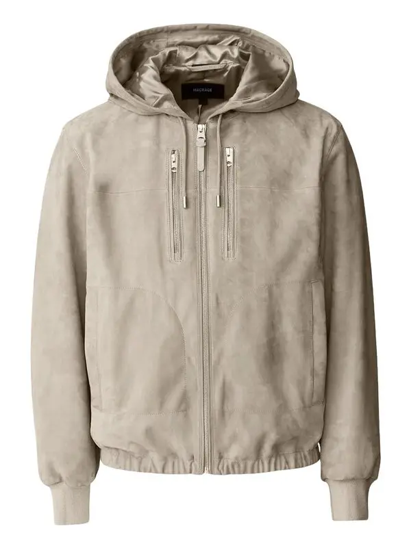 Mackage Sylas-su Suede Hooded Jacket - Taupe