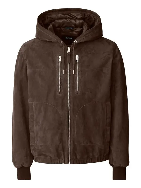 Mackage Sylas-su Suede Hooded Jacket - Umber