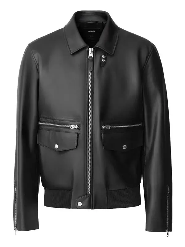 Mackage Leather Zip Jacket - Black