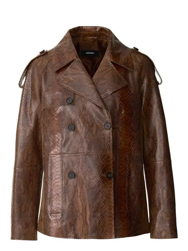 Mackage Dolores-snk Snake Leather Jacket - Umber