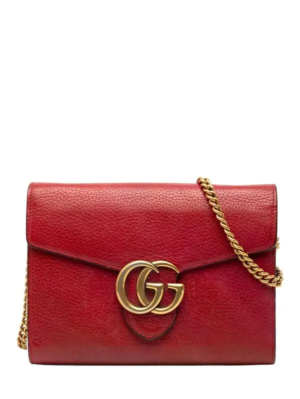 Gucci 2000-2015 Gg Marmont Leather Wallet On Chain - Red