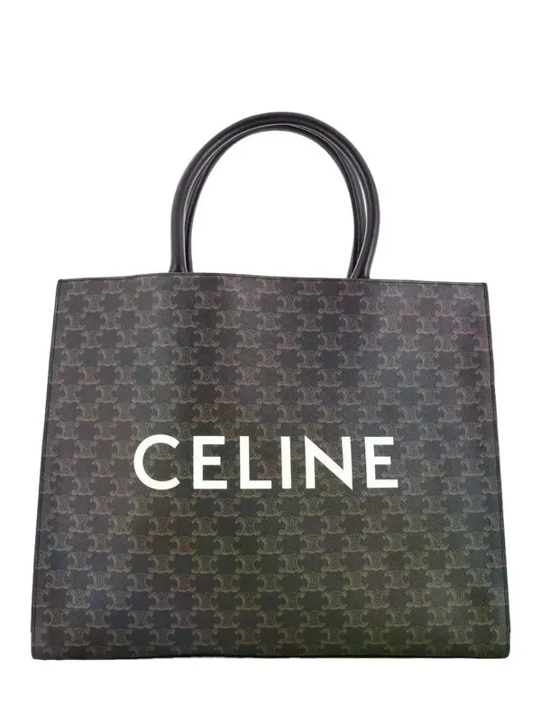 Celine Horizontal Logo Cabas Triomphe Coated Canvas Tote Bag - Brown