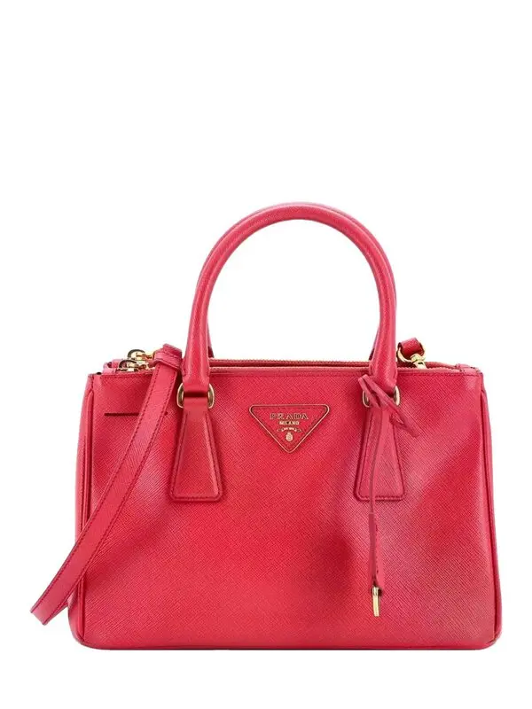 Prada Double Zip Lux Saffiano Leather Small Tote Bag - Pink