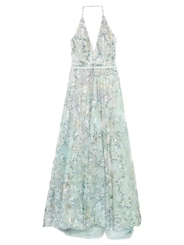 SAIID KOBEISY Embroidered Long Dress - Blue