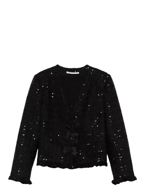Alessandra Rich Sequined Bow-embellished Jacket - Black