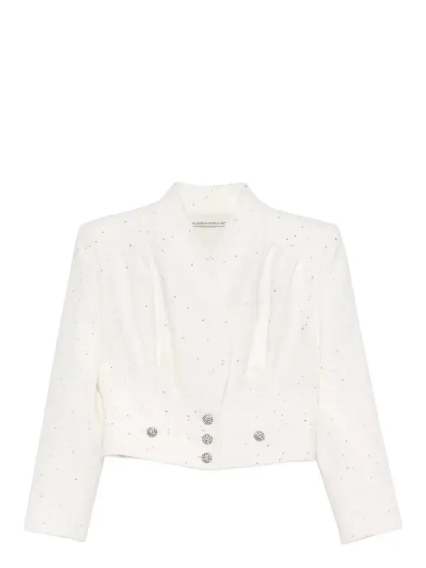 Alessandra Rich Embellished-button Cropped Jacket - White
