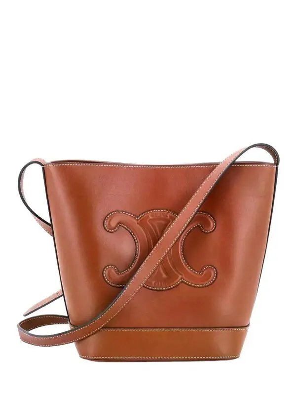 Celine Cuir Triomphe Leather Small Bucket Bag - Brown