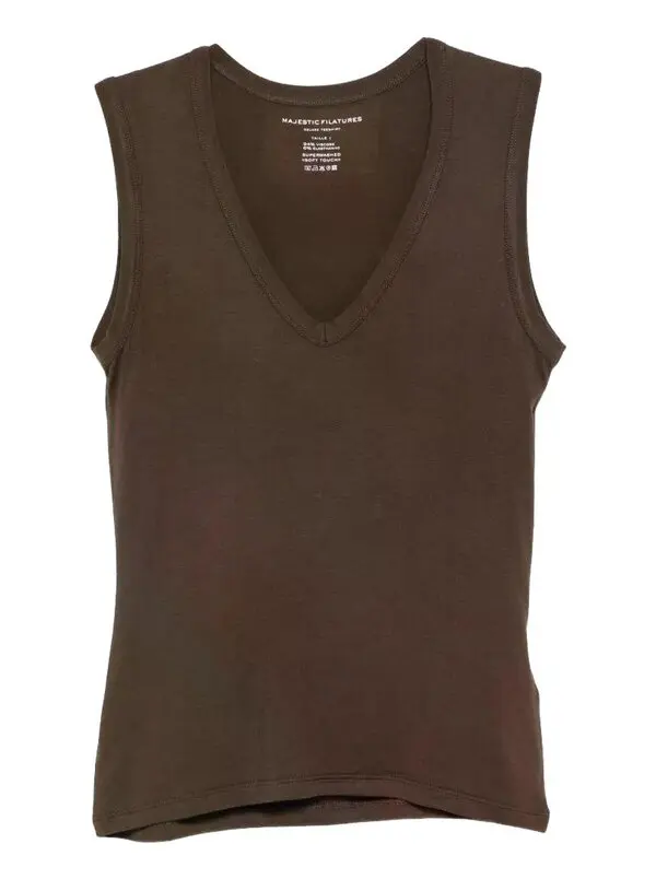 Majestic Filatures V-neck Tank Top - Brown