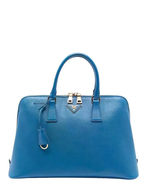 Prada Large Saffiano Lux Promenade Satchel - Blue
