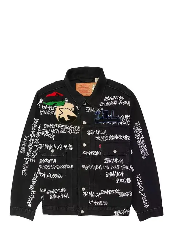 DENIM TEARS X Stussy X Our Legacy Ttl Appliquéd Denim Jacket - Black
