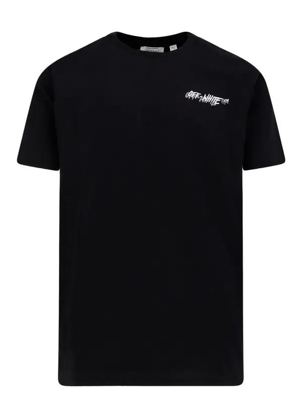 Off White Cotton Tshirt - Black