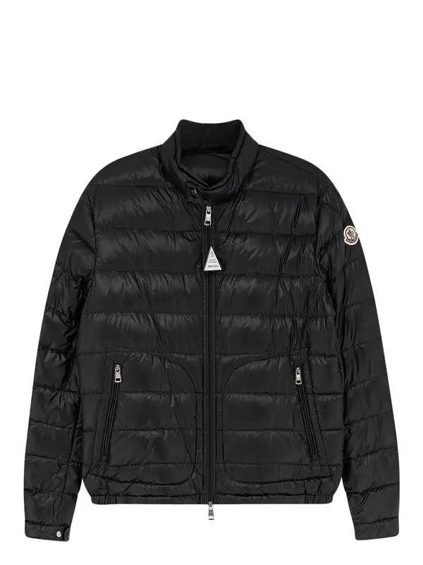 Moncler Acorus Down Jacket With Logo Patch - Black