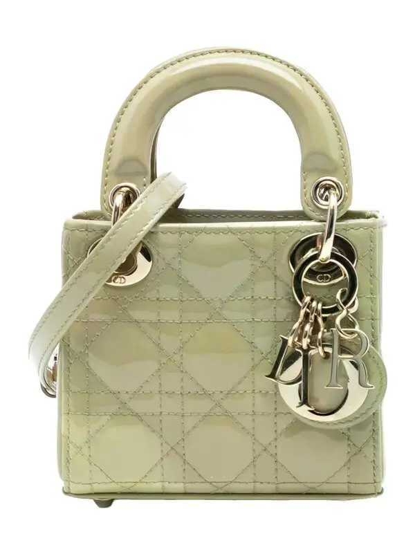 Dior 2022 Micro Patent Cannage Lady Crossbody Bag - Green