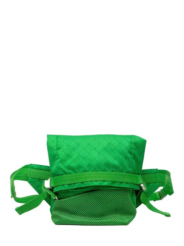 Bottega Veneta Nylon And Mesh Intrecciato Belt Bag - Green