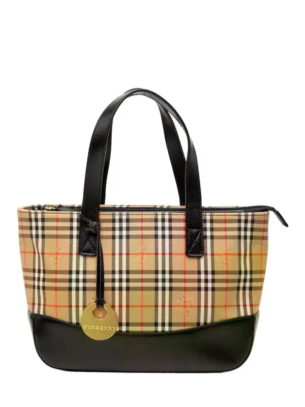 Burberry Haymarket Check Canvas Tote Bag - Brown