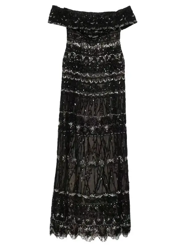 SAIID KOBEISY Beaded Tulle Dress - Black