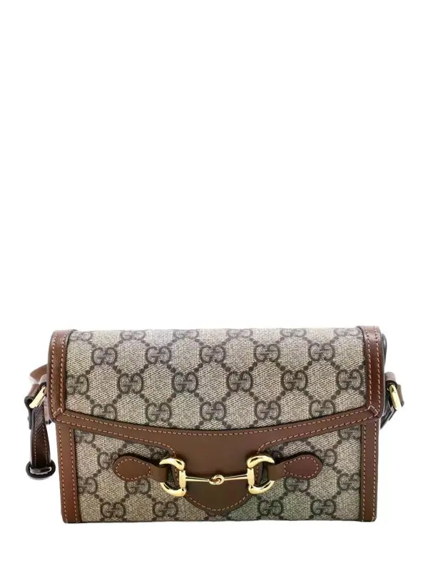 Gucci Horsebit 1955 Gg Coated Canvas Mini Crossbody Flap Bag - Brown