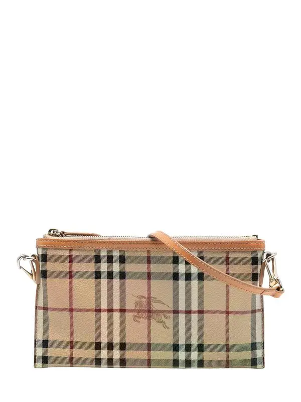 Burberry Haymarket Check Peyton Crossbody Bag - Brown