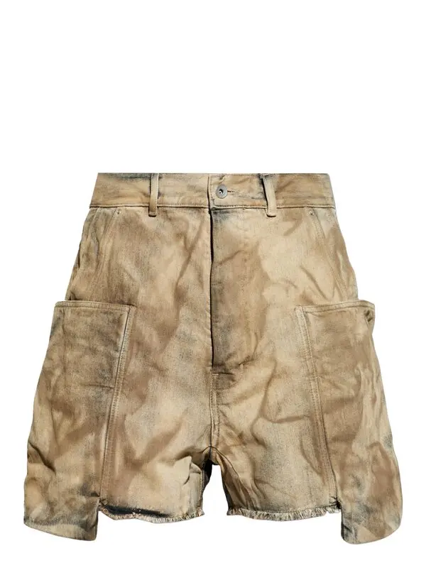 Rick Owens Vintage-effect Denim Shorts - Beige