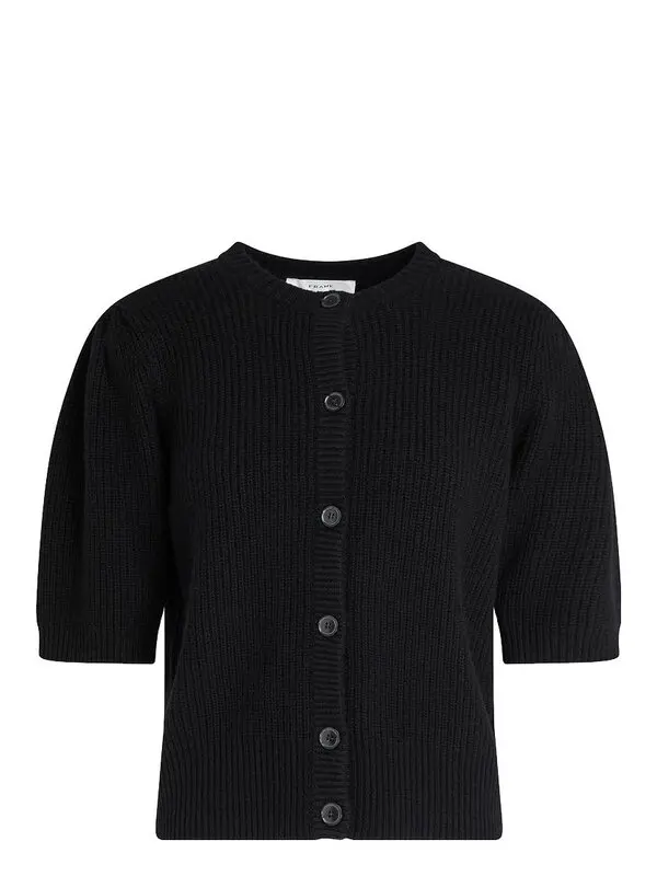 FRAME Ribbed Wool-blend Cardigan - Black