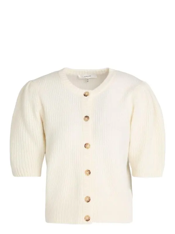 FRAME Ribbed Wool-blend Cardigan - Ivory