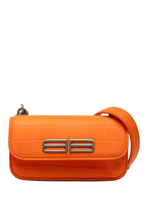 Balenciaga 2022 Calfskin Gossip Chain Bag Xs - Orange