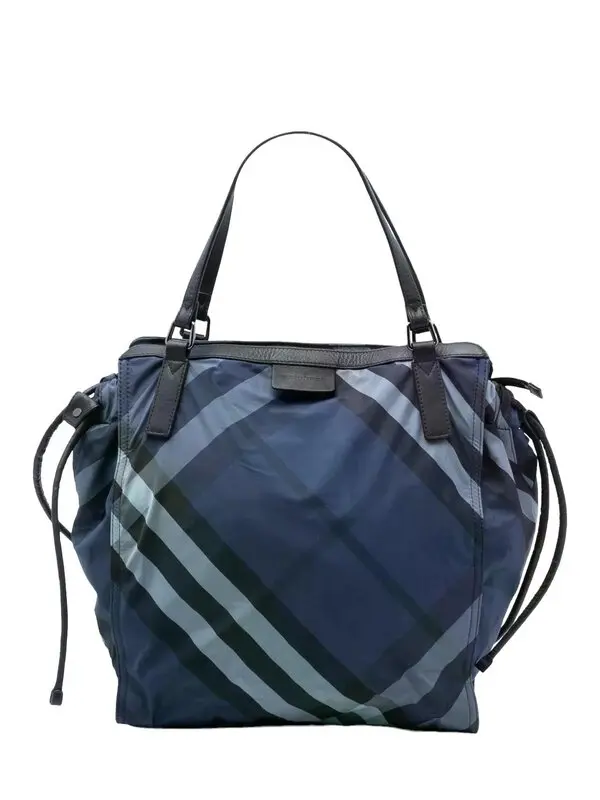 Burberry Supernova Check Nylon Buckleigh Tote Bag - Blue