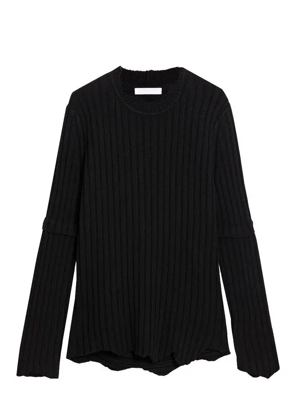 Helmut Lang Ribbed Merino Wool Sweater - Black