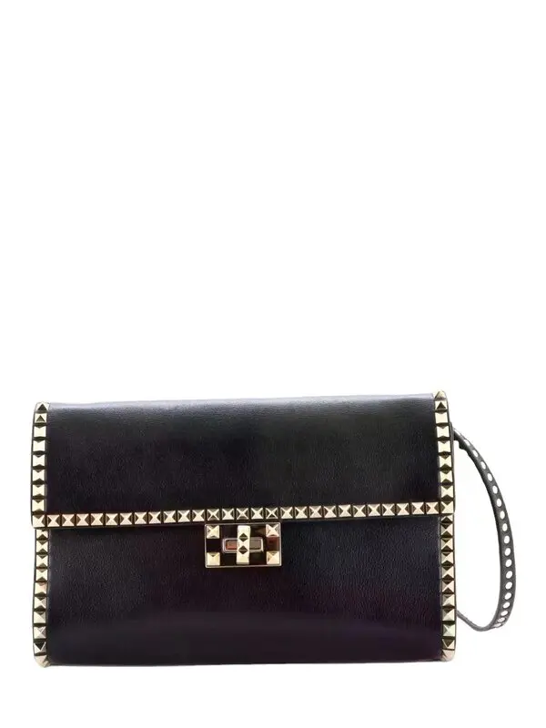 Valentino Garavani Rockstud No Limit Clutch Leather Crossbody Bag - Black