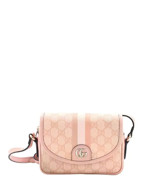 Gucci Ophidia Flap Shoulder Bag Gg Coated Canvas Mini - Pink