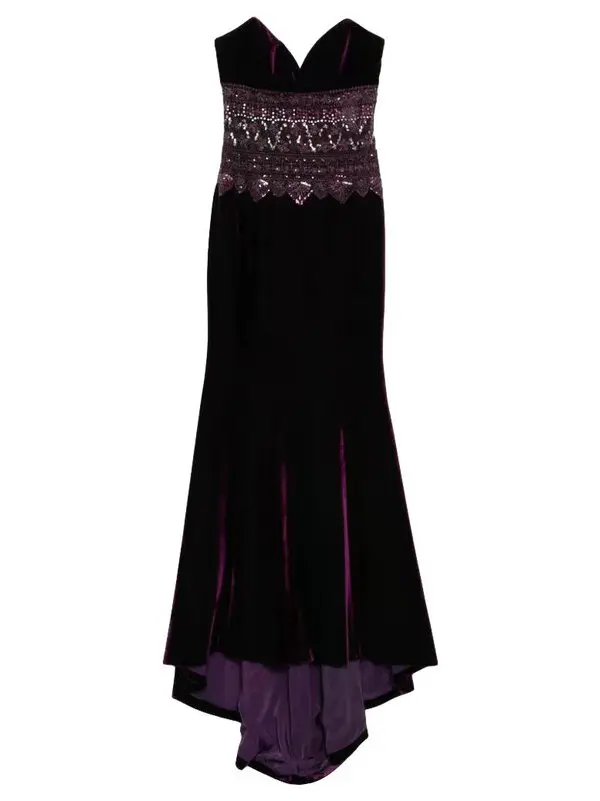 SAIID KOBEISY Strapless Embroidered Dress - Purple