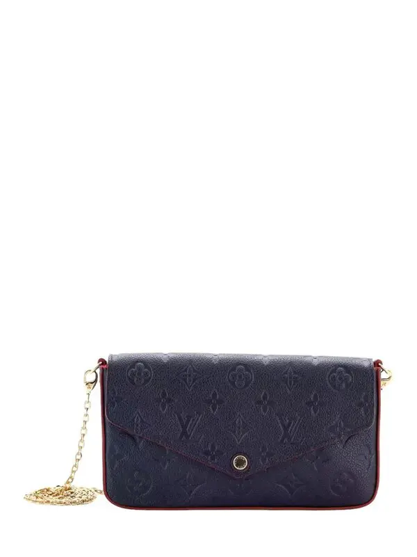 LOUIS VUITTON Felicie Pochette Monogram Empreinte Leather Crossbody Bag - Blue