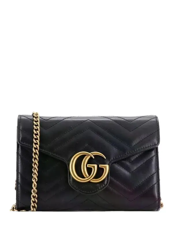 Gucci Gg Marmont Chain Wallet Matelasse Leather Mini Crossbody Bag - Black