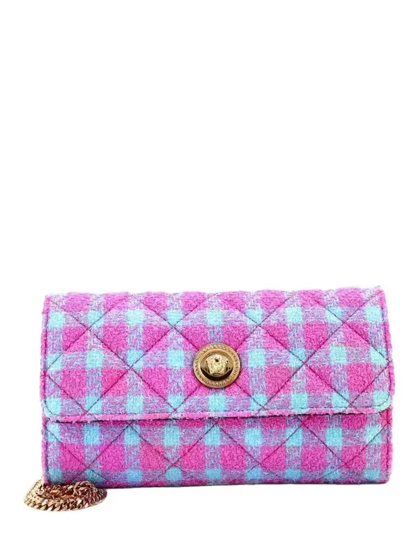 Versace Medusa Icon Chain Flap Bag Quilted Tweed - Pink