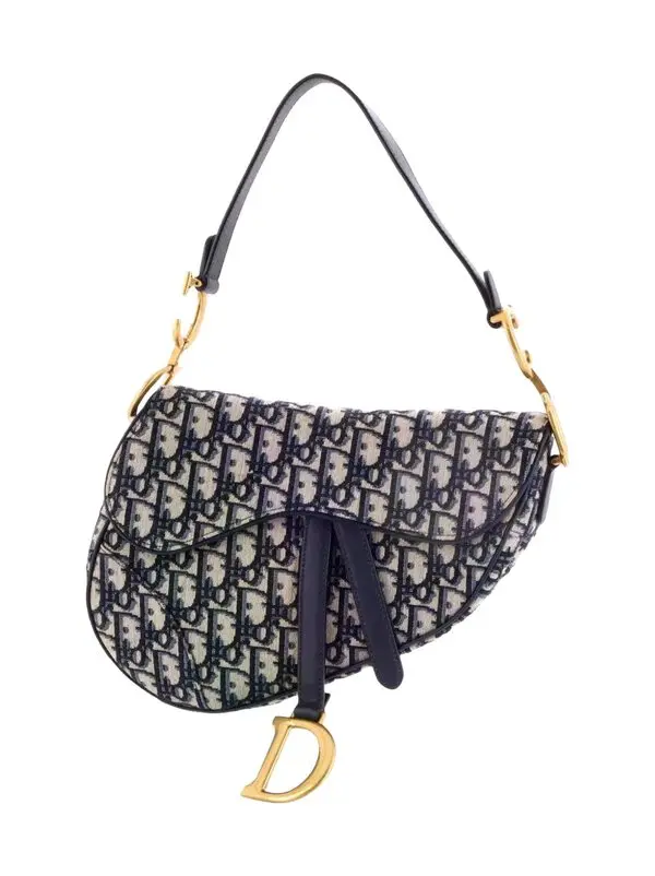 Dior Saddle Handbag Oblique Canvas Medium - Blue