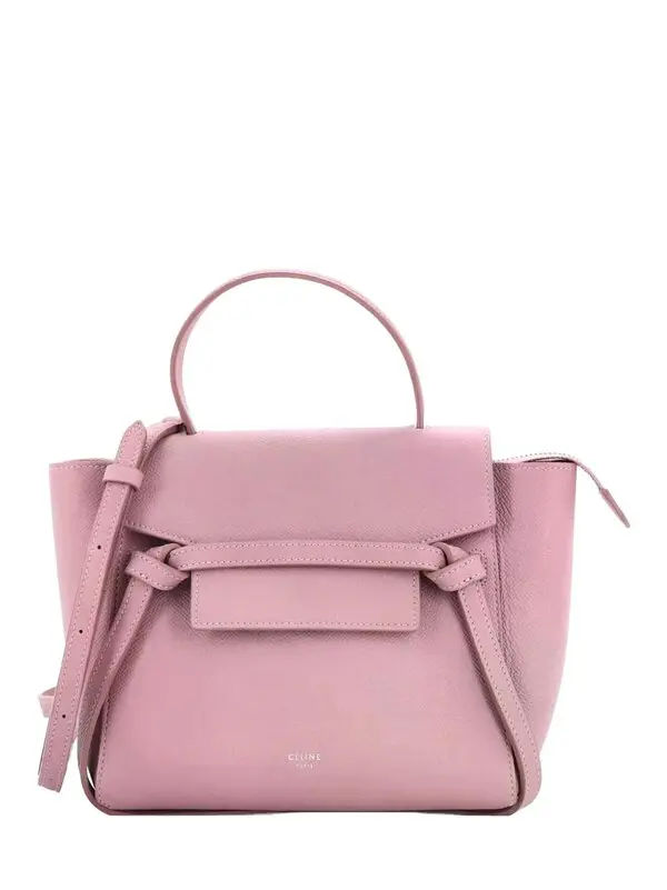 Celine Belt Bag Textured Leather Nano Shoulder Bag - Pink