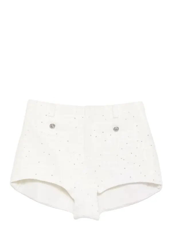 Alessandra Rich Embellished-button Mini Shorts - White