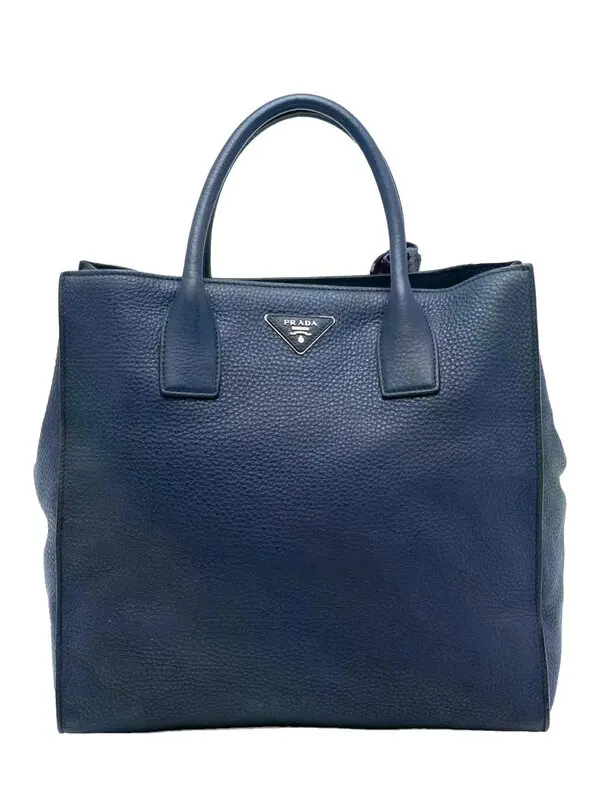 Prada Vitello Daino Convertible Tote Satchel - Blue