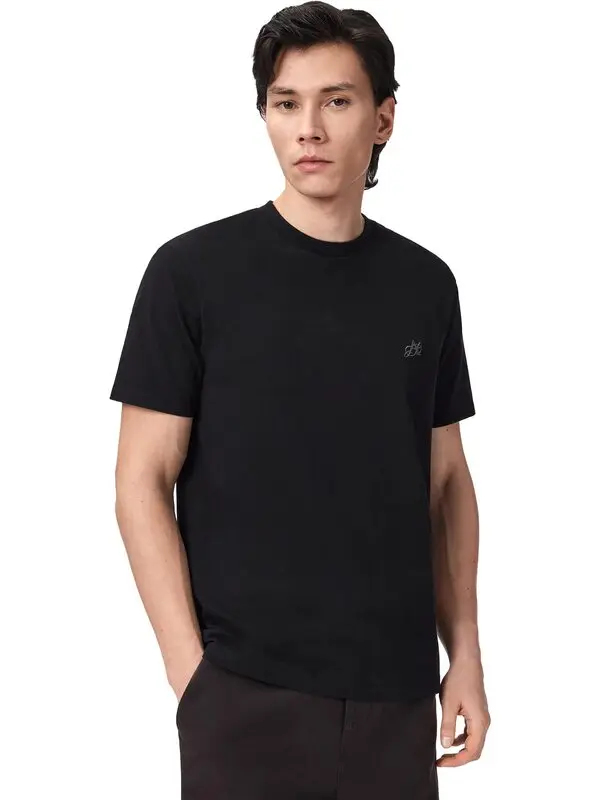 ALLSAINTS Cipher Embroidered Crew Neck T-shirt - Jet Black