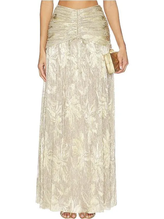 PatBO Golden Dust Lurex Maxi Skirt - Gold
