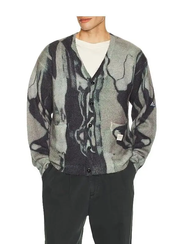DEVA STATES Marble Mohair Knit Cardigan - Dark Grey & Multi