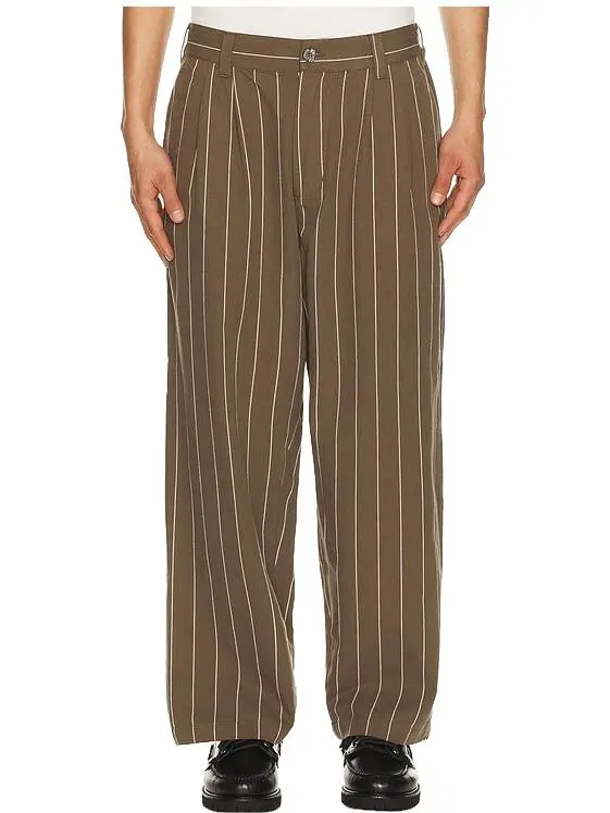 Obey Foster Pleated Stripe Pant - Canteen Multi