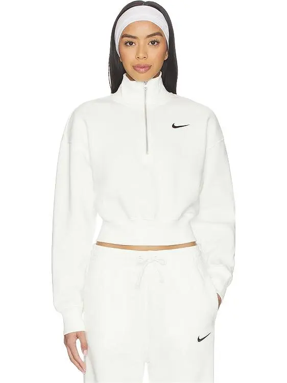 Nike 2 Zip Cropped Sweatshirt - Sail & Black